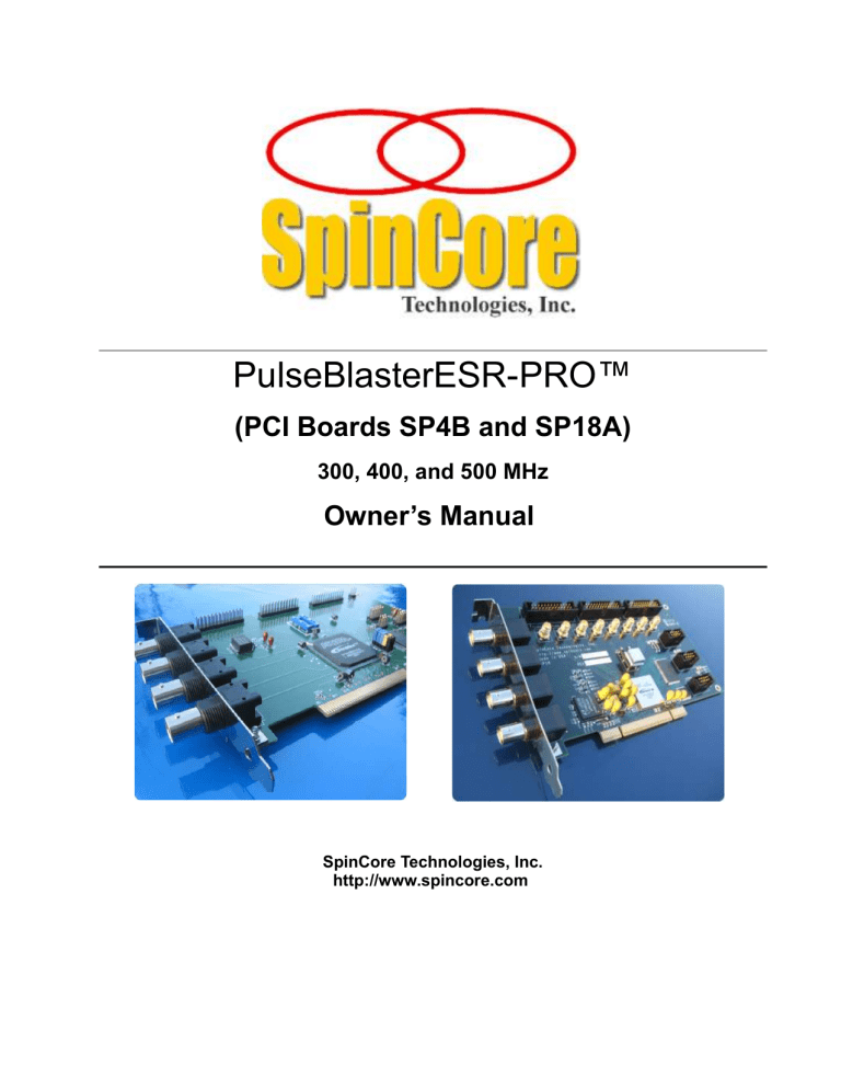 PulseBlasterESR-PRO - SpinCore Technologies