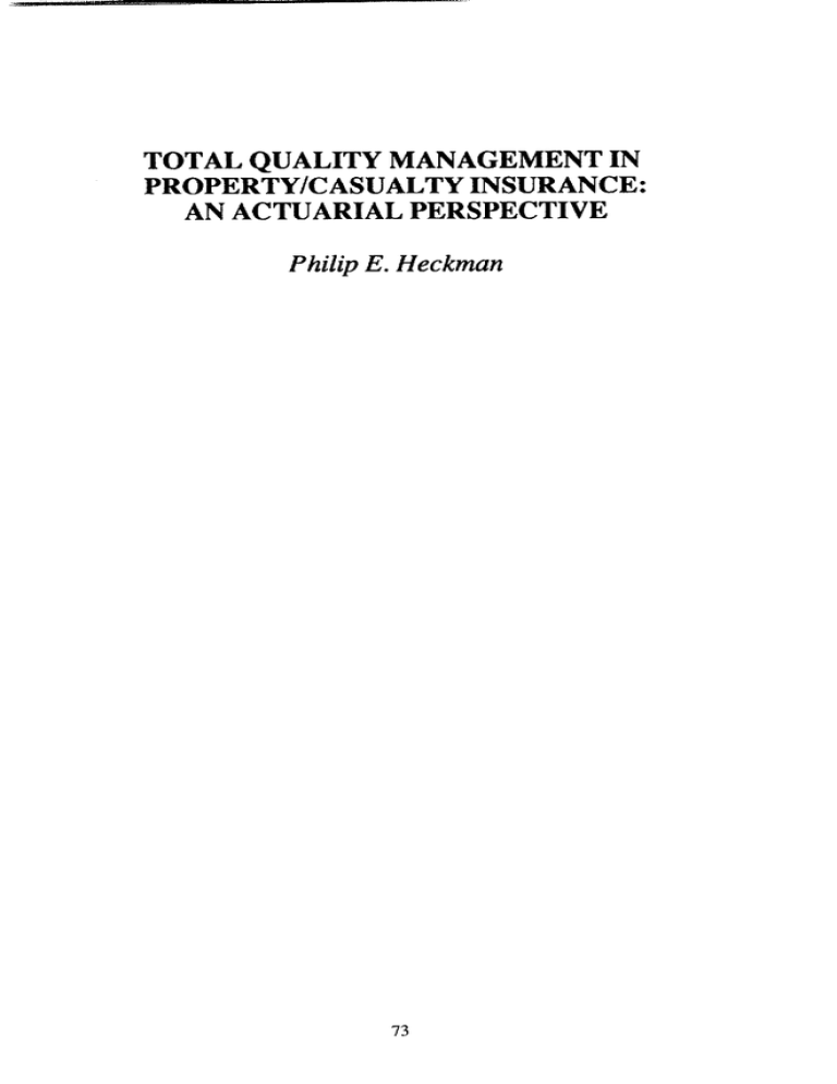 Total Quality Management In Property casualty Insurance