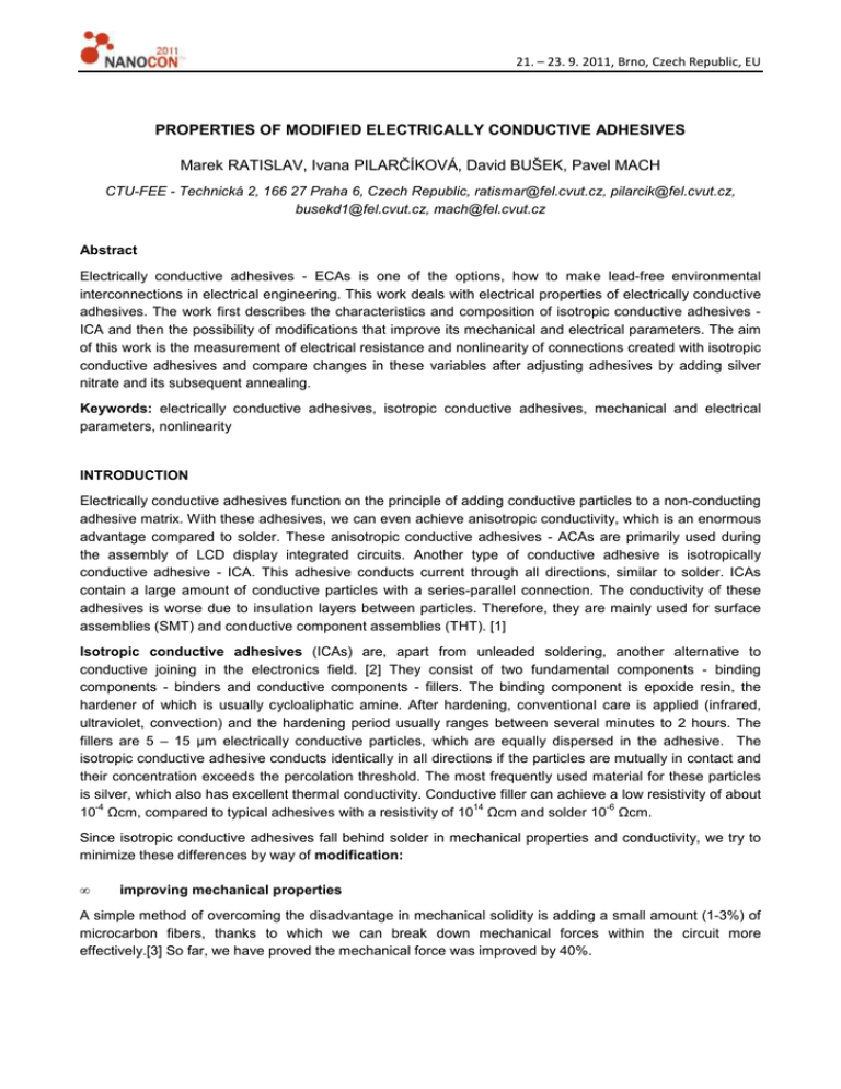 PROPERTIES OF MODIFIED ELECTRICALLY CONDUCTIVE