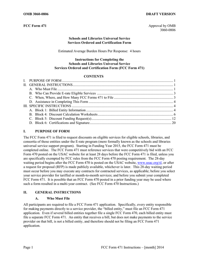 Draft Form 471 Instructions - E