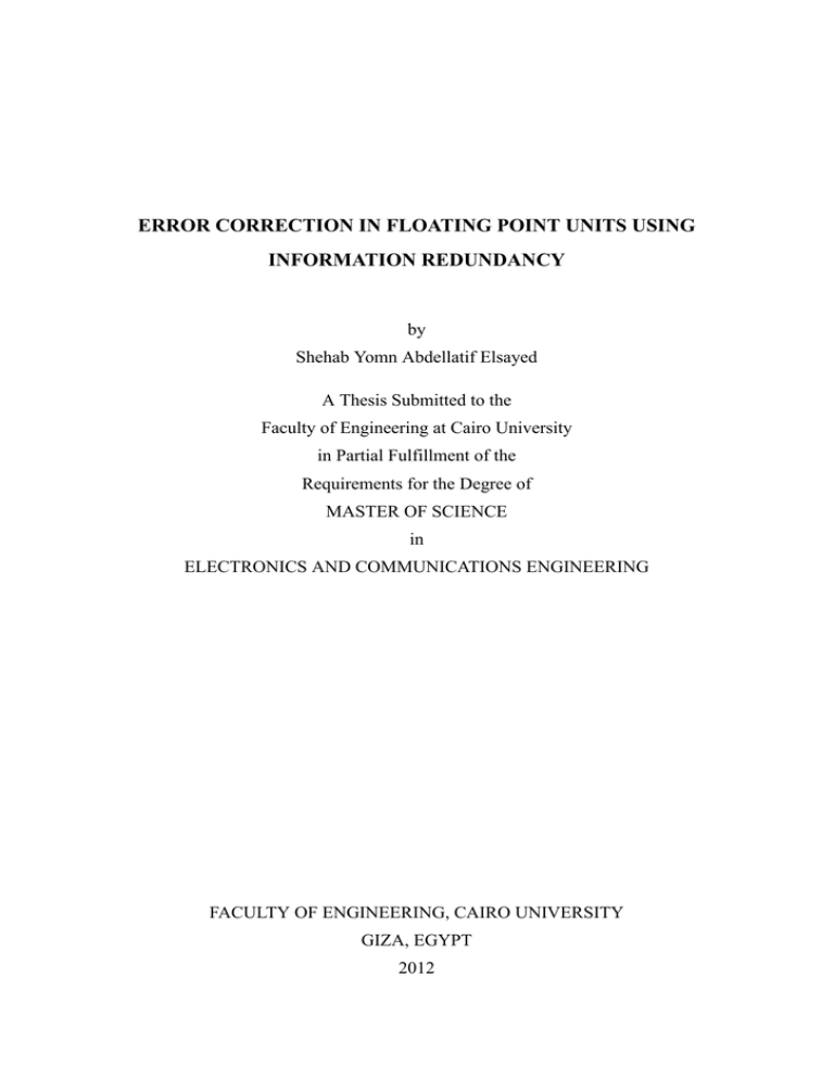 Error Correction In Floating Point Units Using