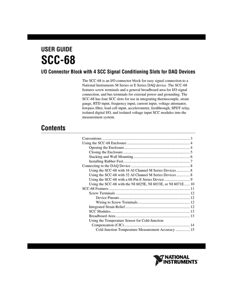 SCC-68 User Guide and Specifications