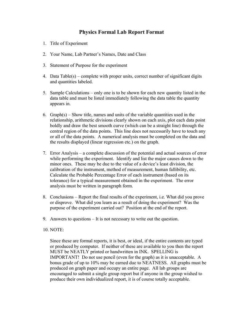How To Write Up A Physics Lab Report Utaheducationfacts