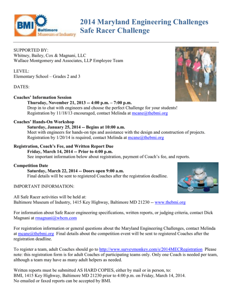2014 Maryland Engineering Challenges Safe Racer Challenge