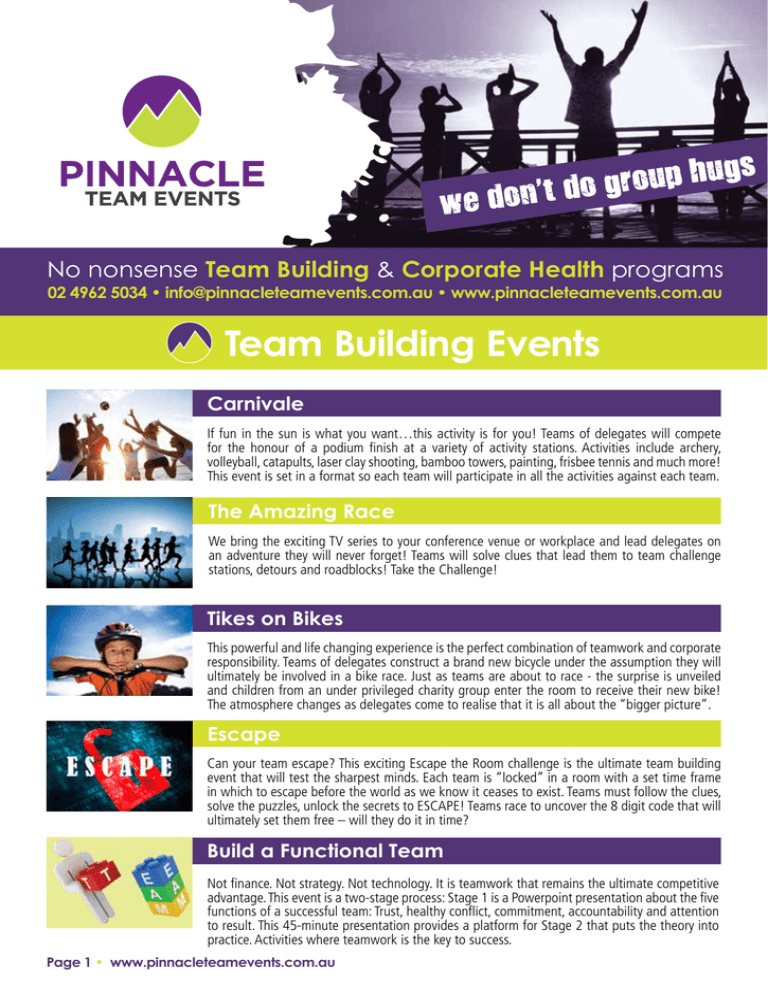 brochure - Pinnacle Team Events