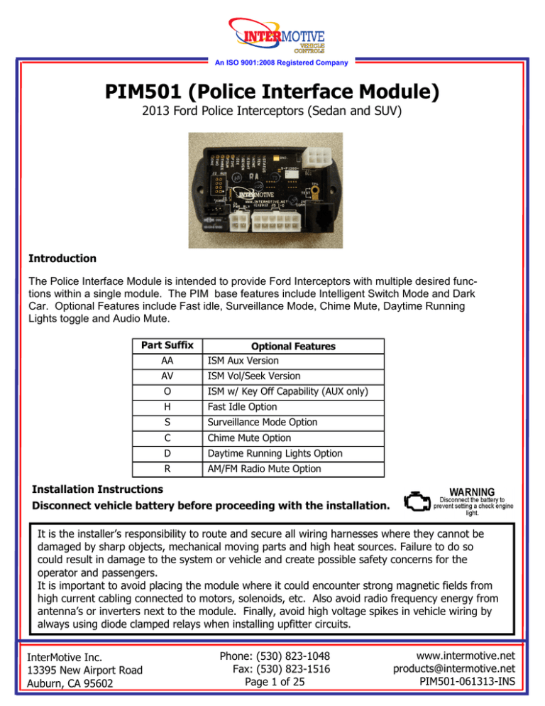 PIM501 Police Interface Module Installation Guide