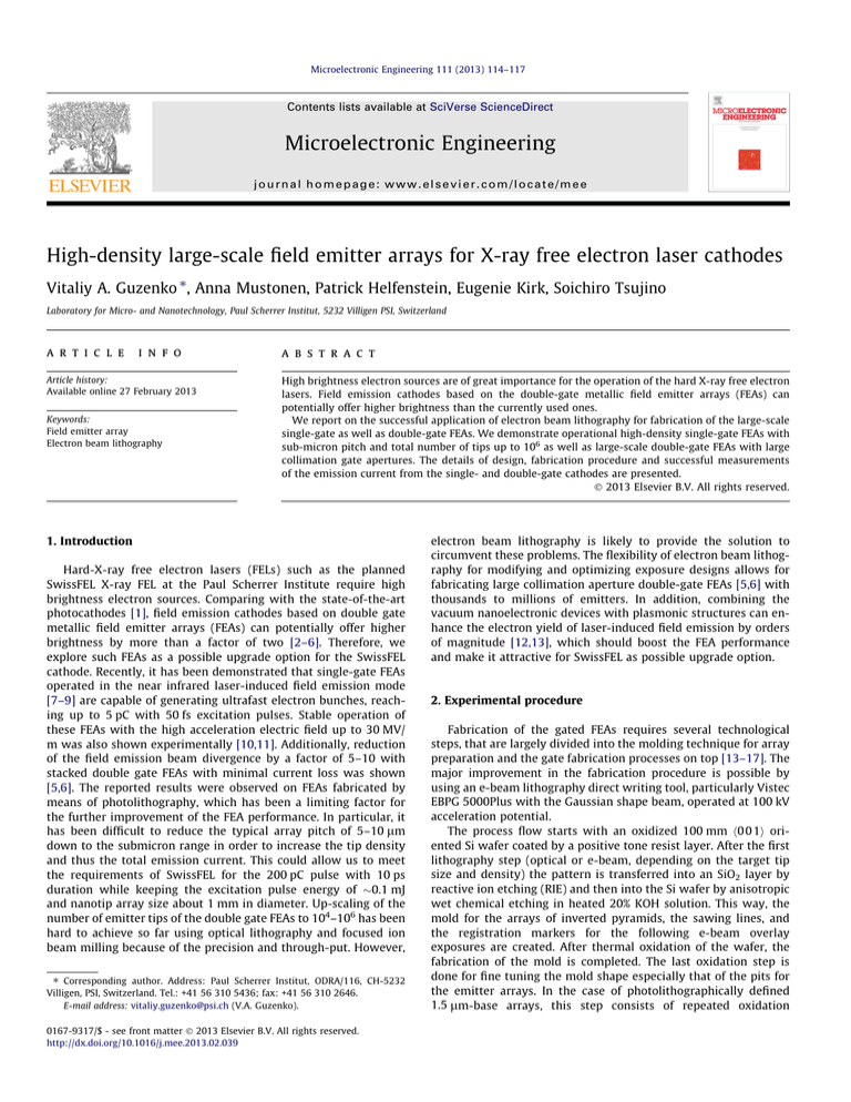 High-density large-scale field emitter arrays for X