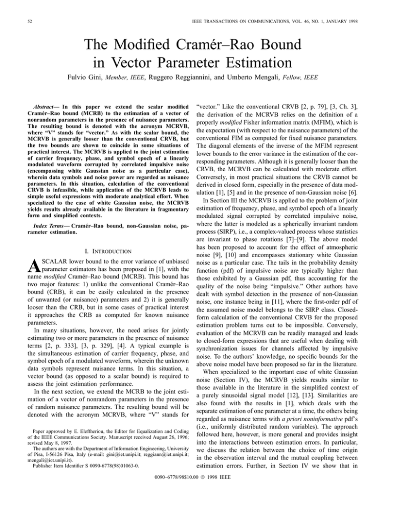 The Modified Cramer Rao Bound In Vector Parameter Estimation