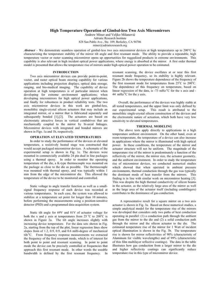 High Temperature Operation of Gimbal