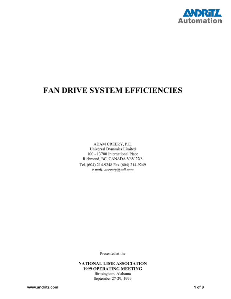 Fan Drive System Efficiencies