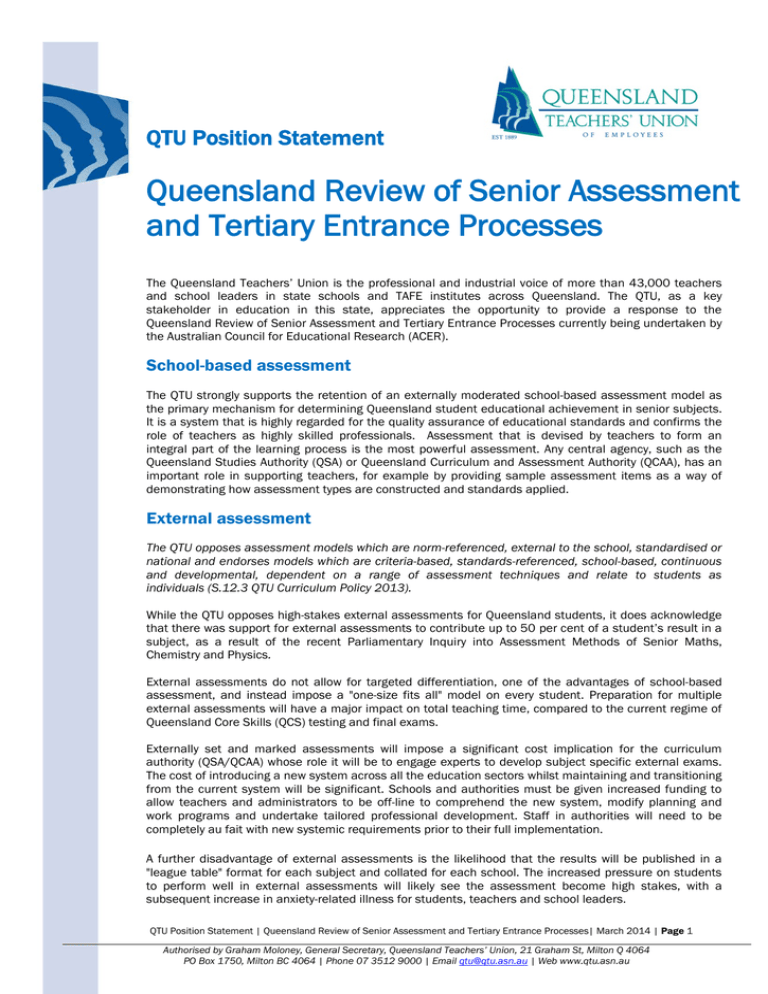 Queensland Review of Senior Assessment and Tertiary Entrance