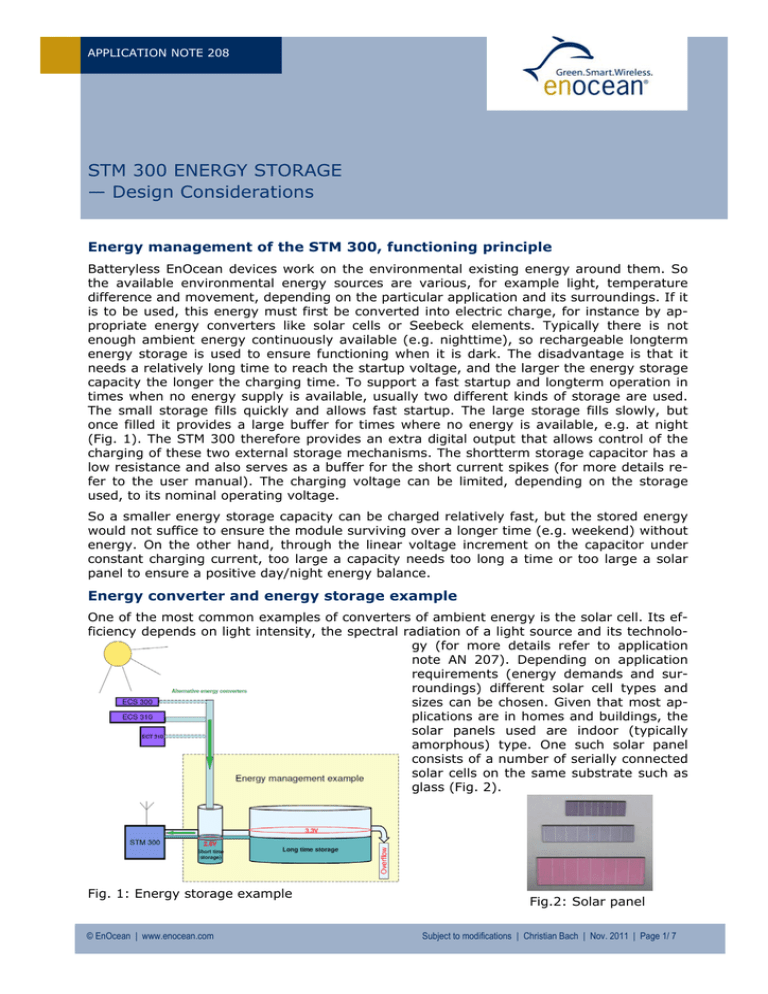 STM 300 ENERGY STORAGE — Design Considerations
