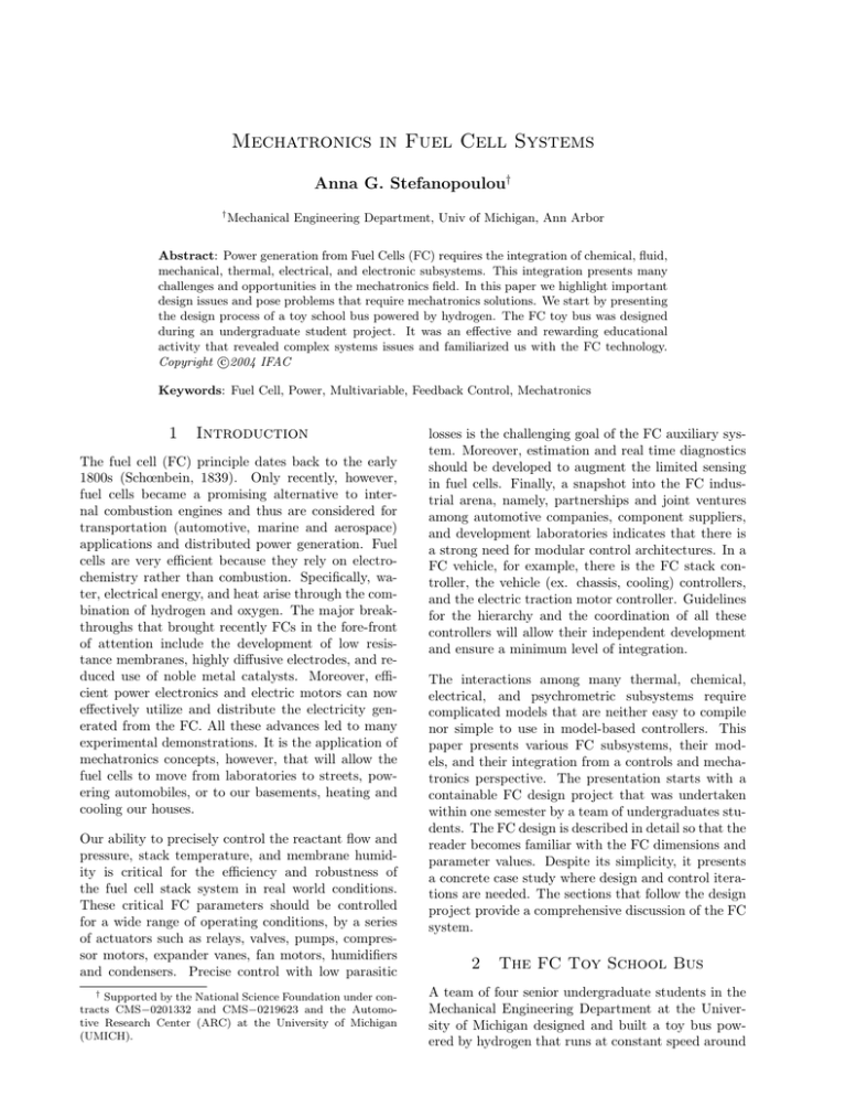 Mechatronics in Fuel Cell Systems