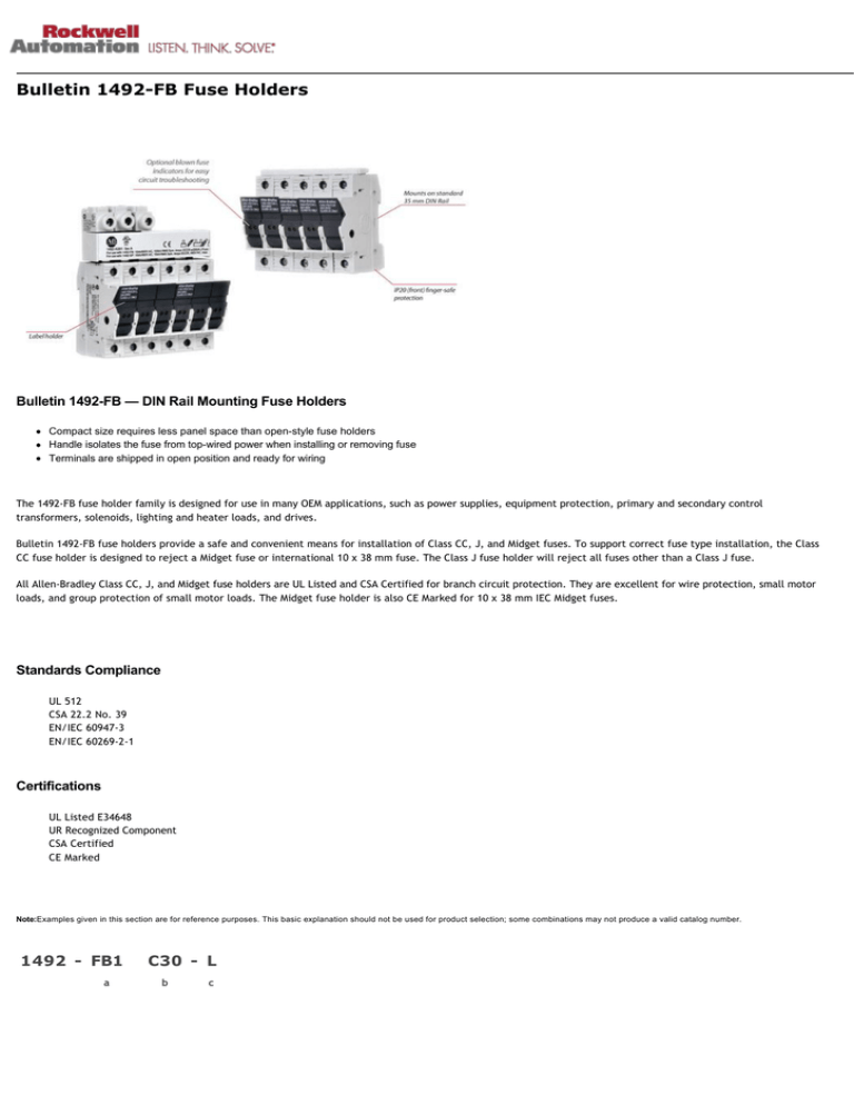 Industrial Control - Bulletin 1492-FB Fuse Holders