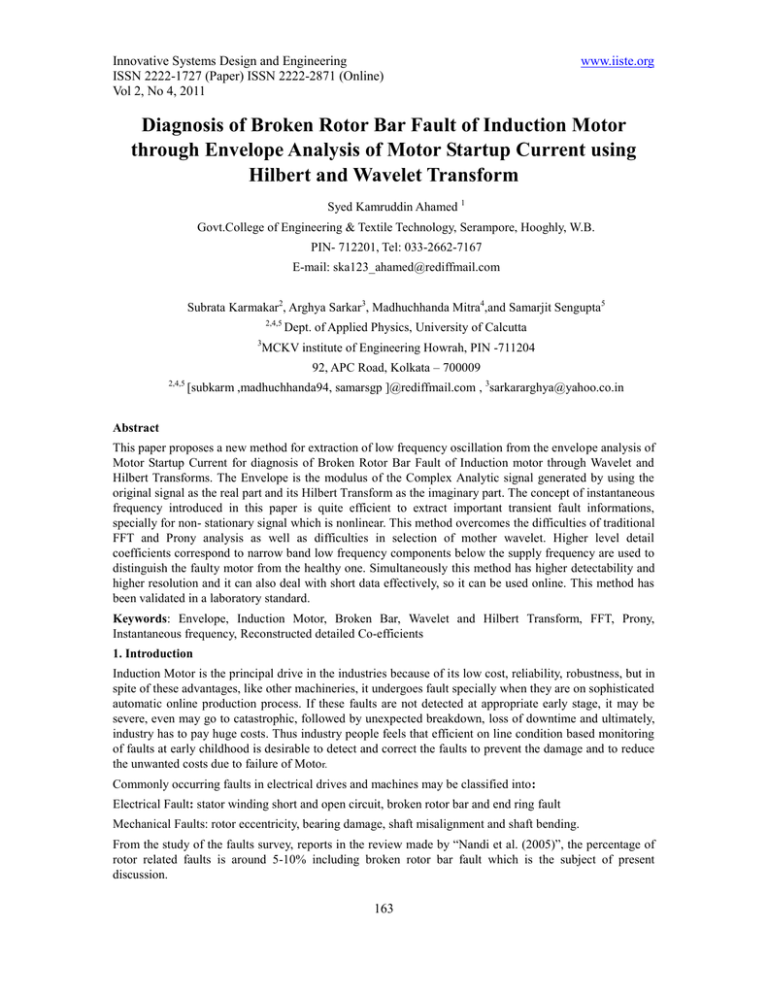 Diagnosis Of Broken Rotor Bar Fault Of Induction Motor Through
