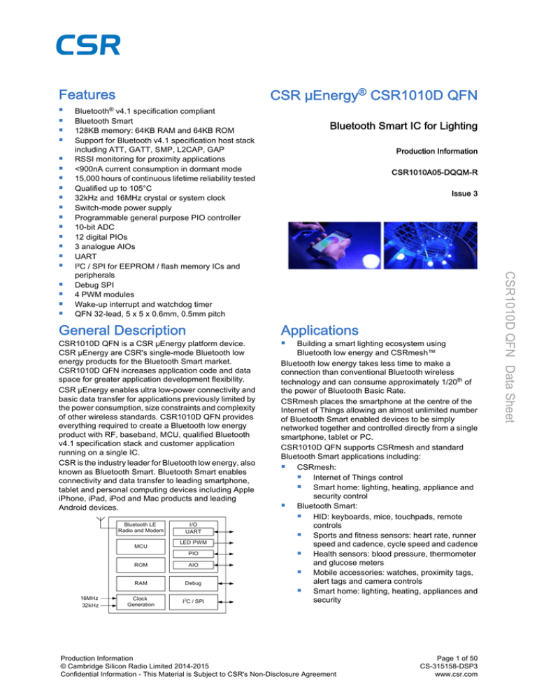 CSR1010™ Data Sheet