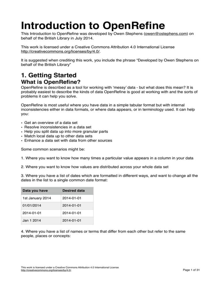 Introduction to OpenRefine