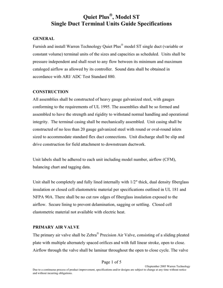 ST Guide Specs - Warren Technology