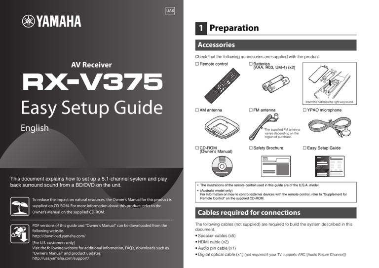 Easy Setup Guide - Yamaha Downloads
