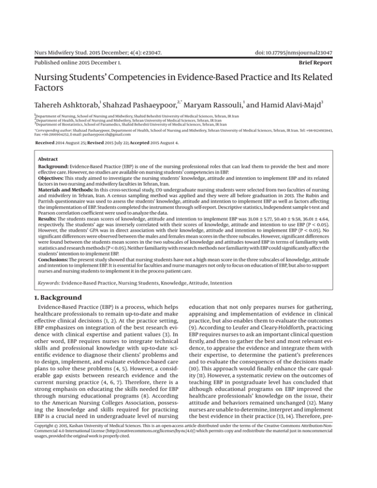 Nursing Students` Competencies in Evidence