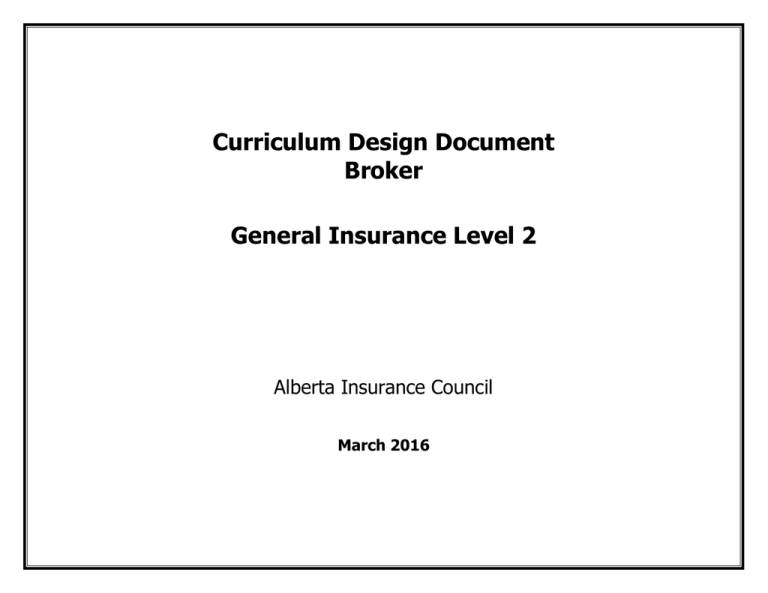 Curriculum Design Document General Level 2 – 2016