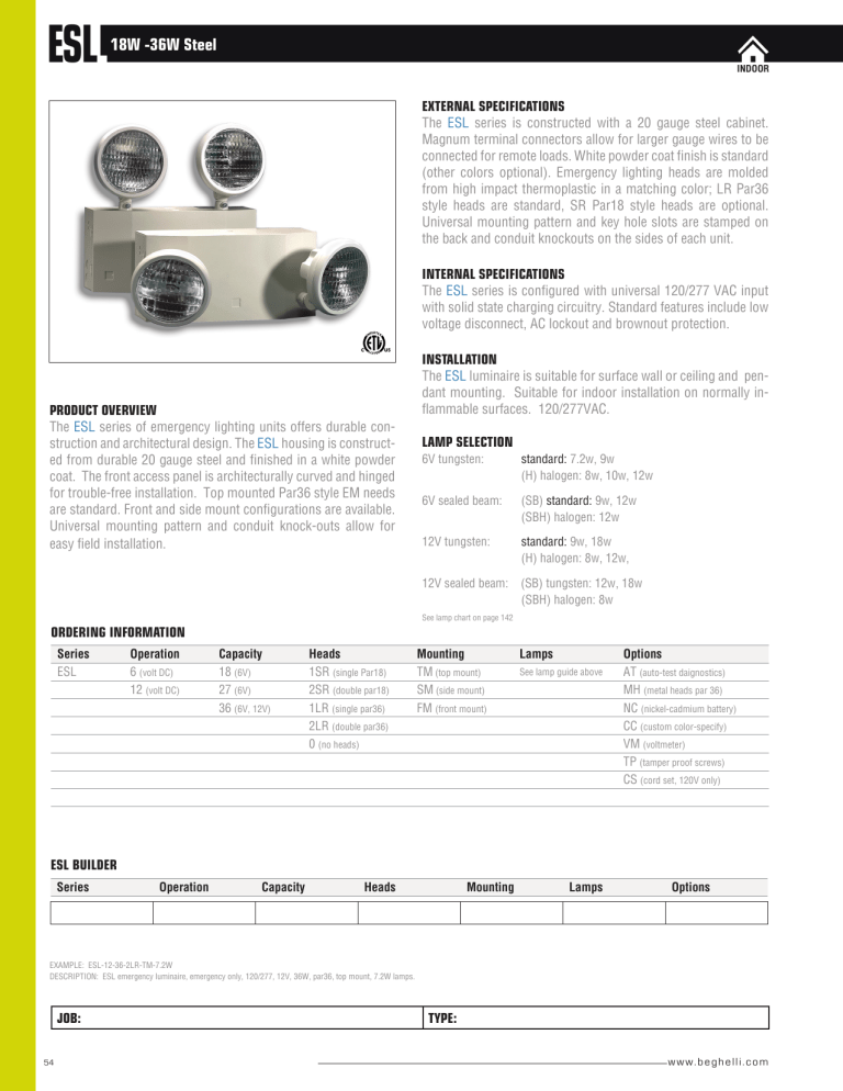 ESL 18W -36W Steel - Emergency Lighting