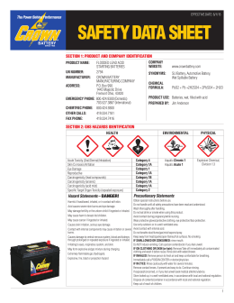safety data sheet lead acid battery wet, filled with acid
