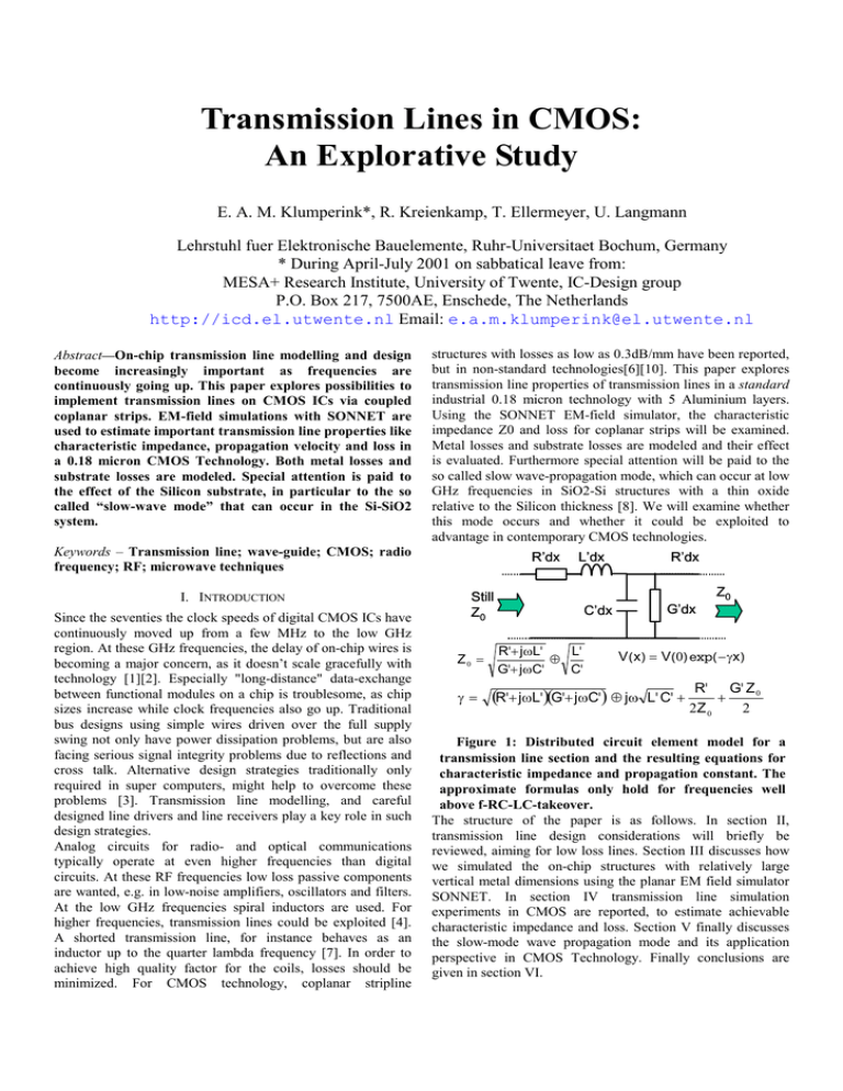 Transmission Lines in CMOS: An Explorative Study