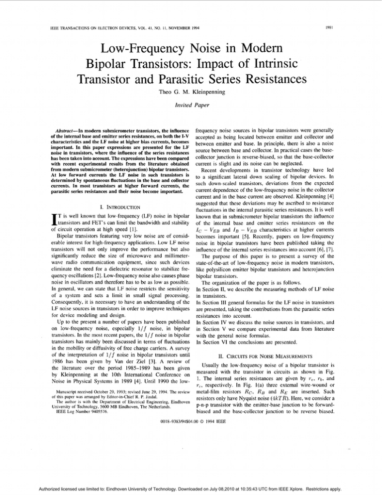Low-frequency noise in modern bipolar transistors