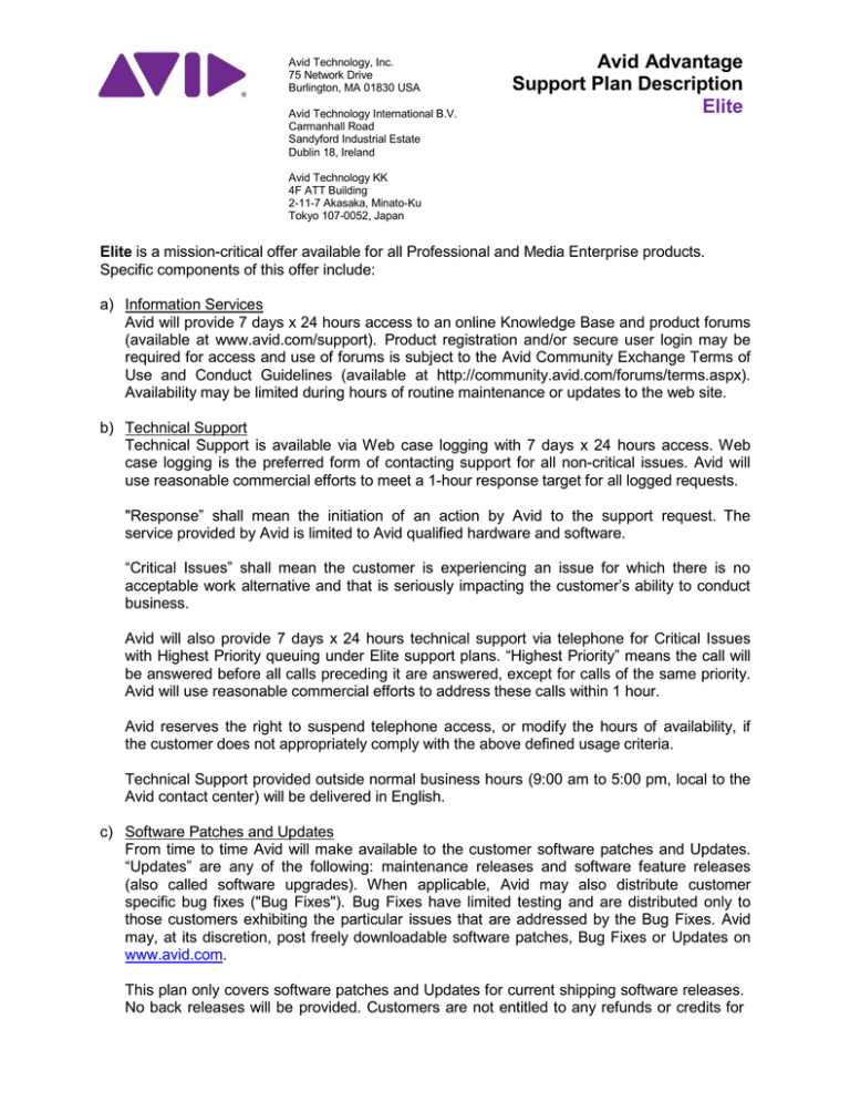 Support Plan Description