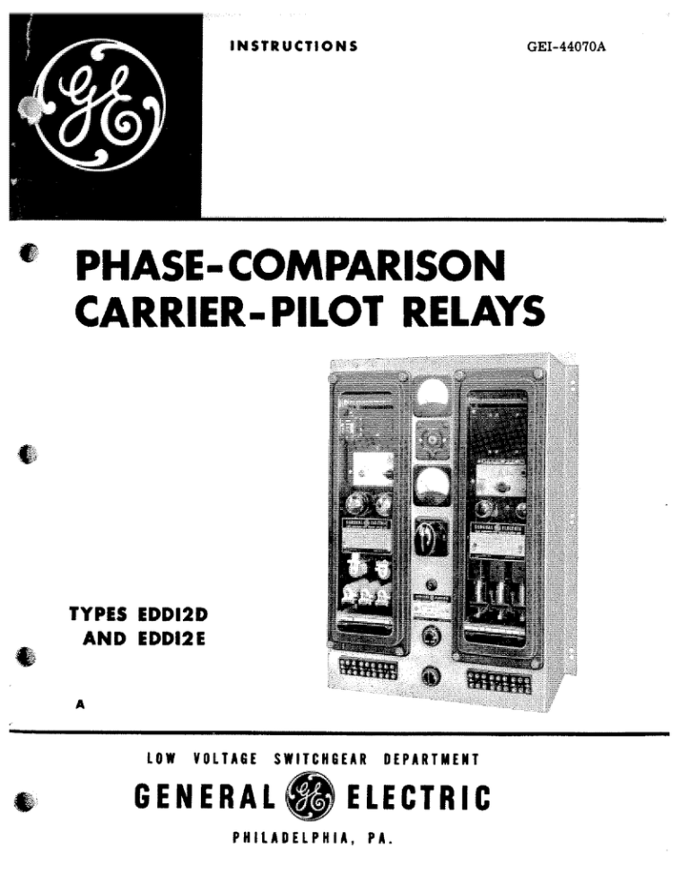 EDD12D/EDD12E Phase Comparison Carrier-Pilot Relays