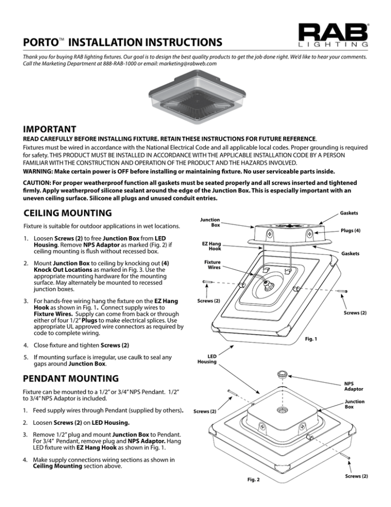 Instructions - RAB Lighting