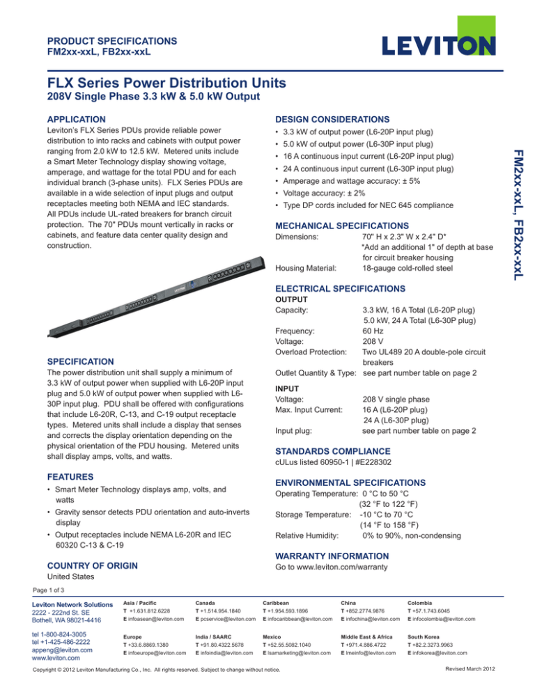 FLX Series Power Distribution Units