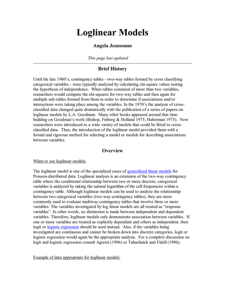 Log Linear Models