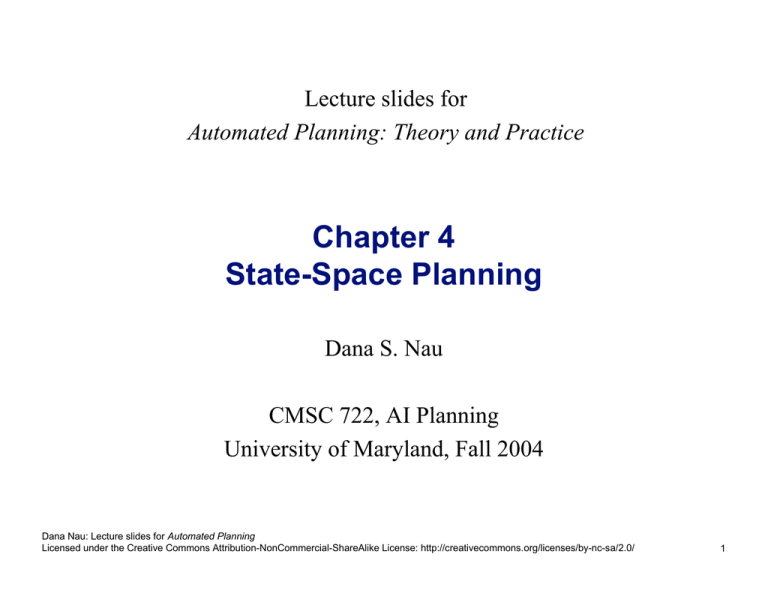 Chapter 4 State Space Planning Chapter 4 State Space Planning