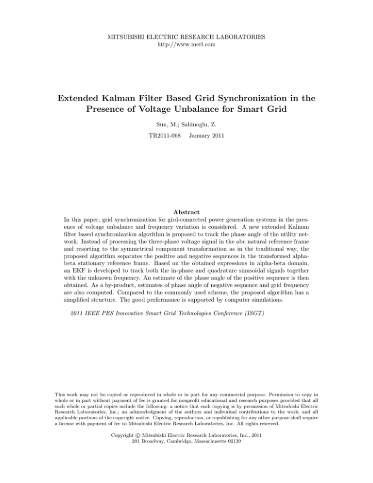Extended Kalman Filter Based Grid Synchronization In The Presence