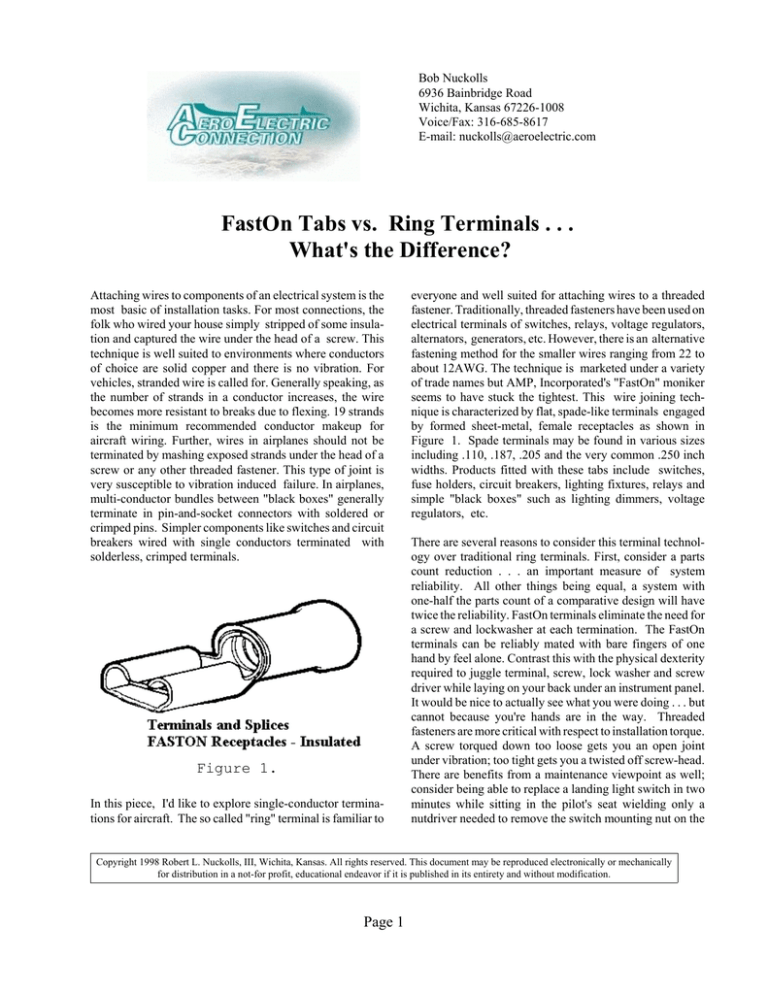FastOn Tabs vs. Ring Terminals . . . What`s the Difference?