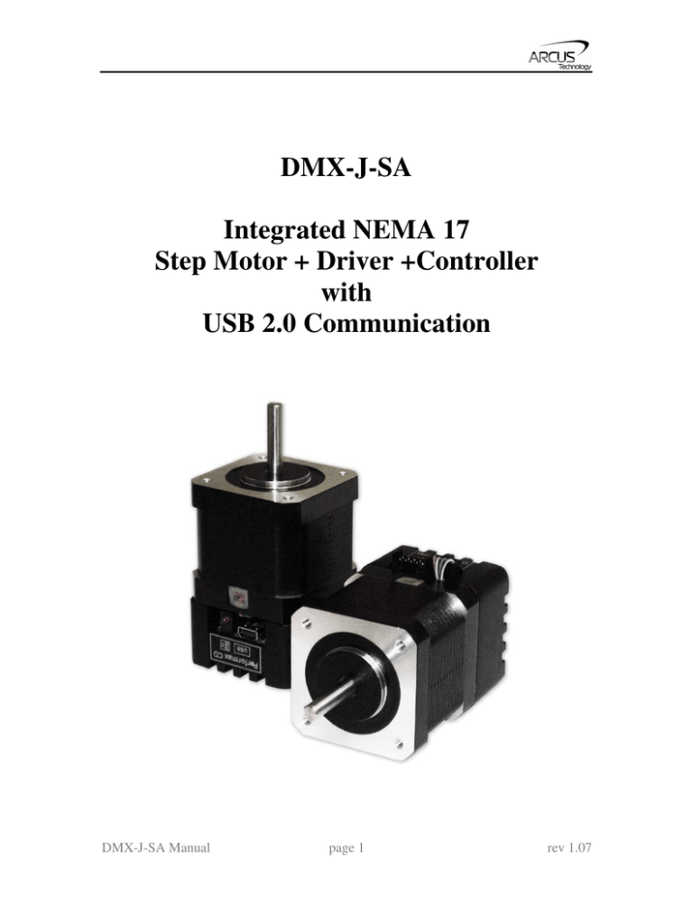 DMX-J-SA Integrated NEMA 17 Step Motor + Driver