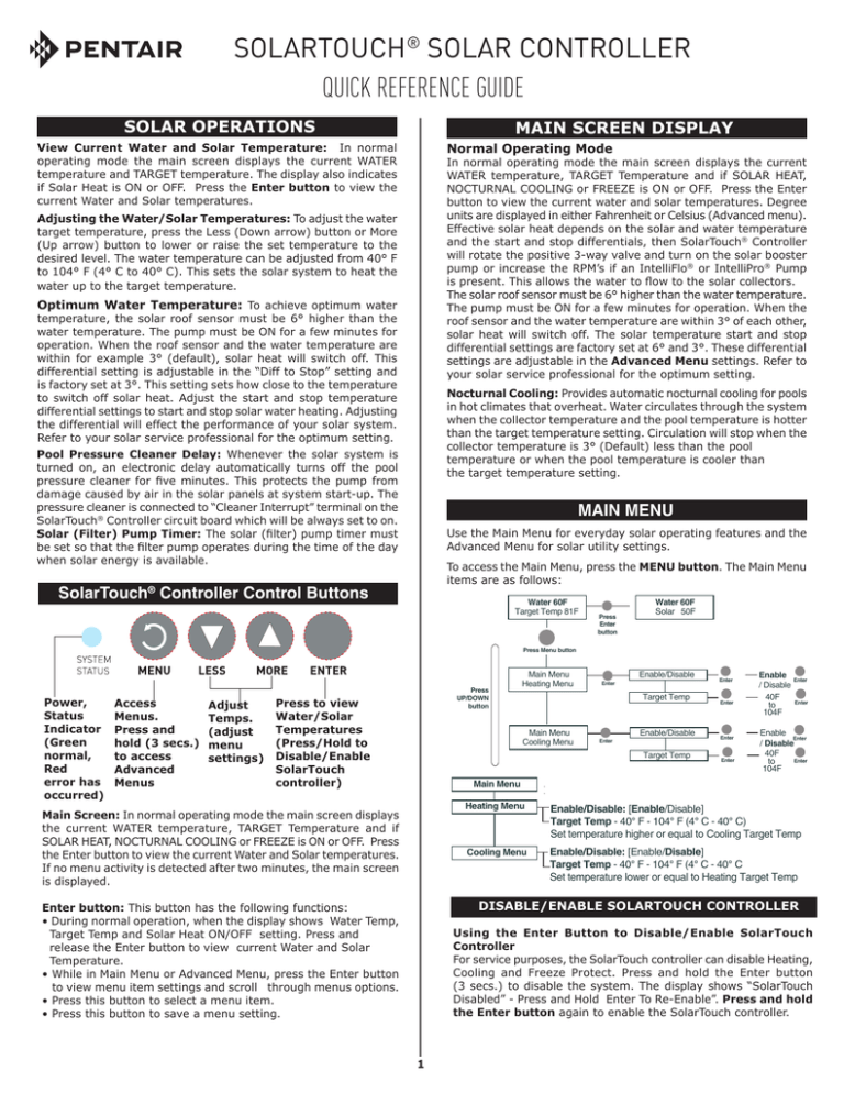 solartouch® solar controller quick reference guide
