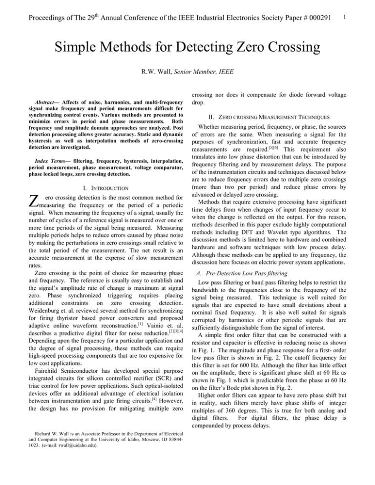 Simple Methods for Detecting Zero Crossing