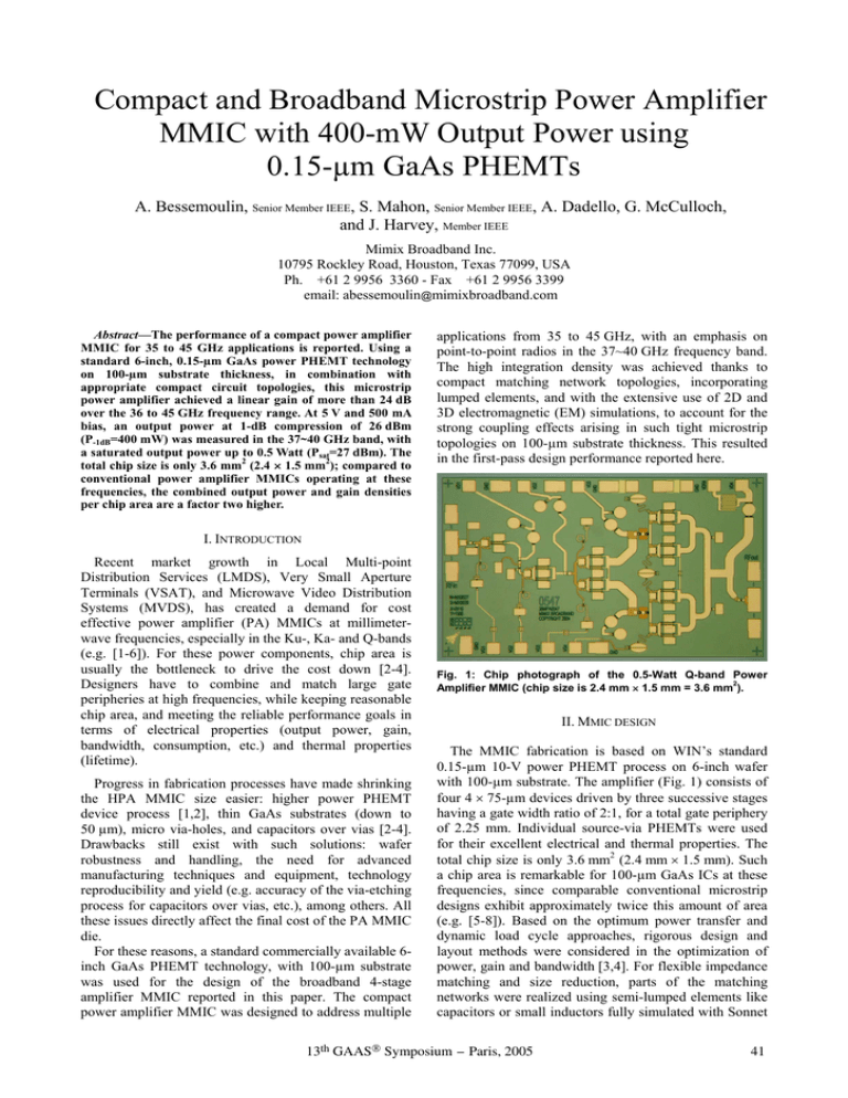 Compact and Broadband Microstrip Power Amplifier