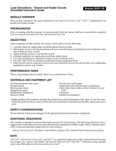 NEC Standard Electrical Load Calculation for Single Family