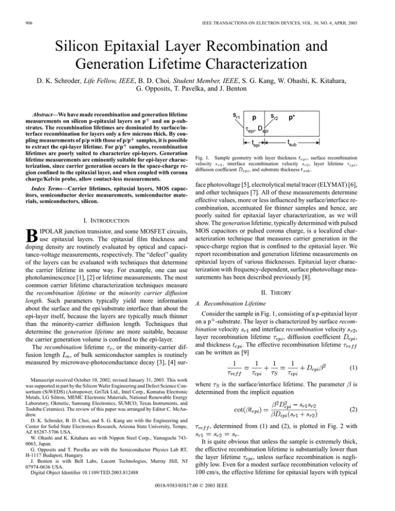 Silicon Epitaxial Layer Lifetime Characterization