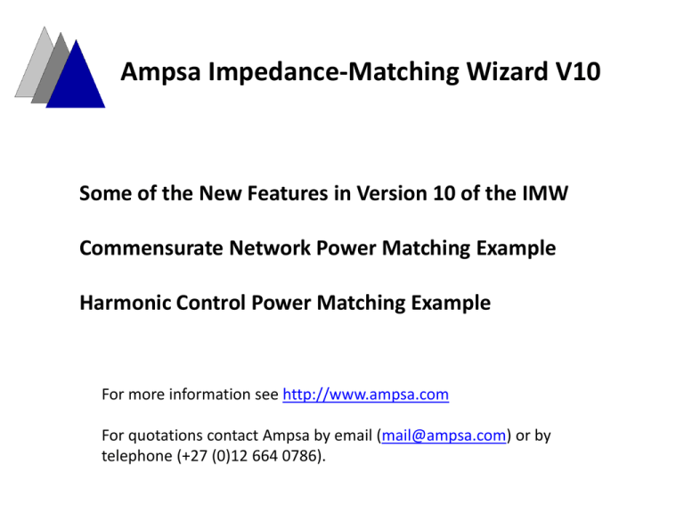 Ampsa Impedance-Matching Wizard V10