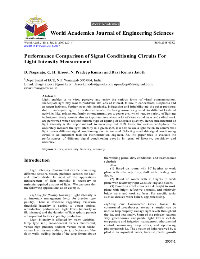 World Academics Journal of Engineering Sciences