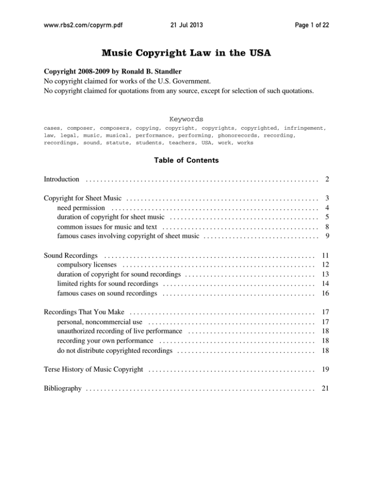 Music Copyright Law In The USA