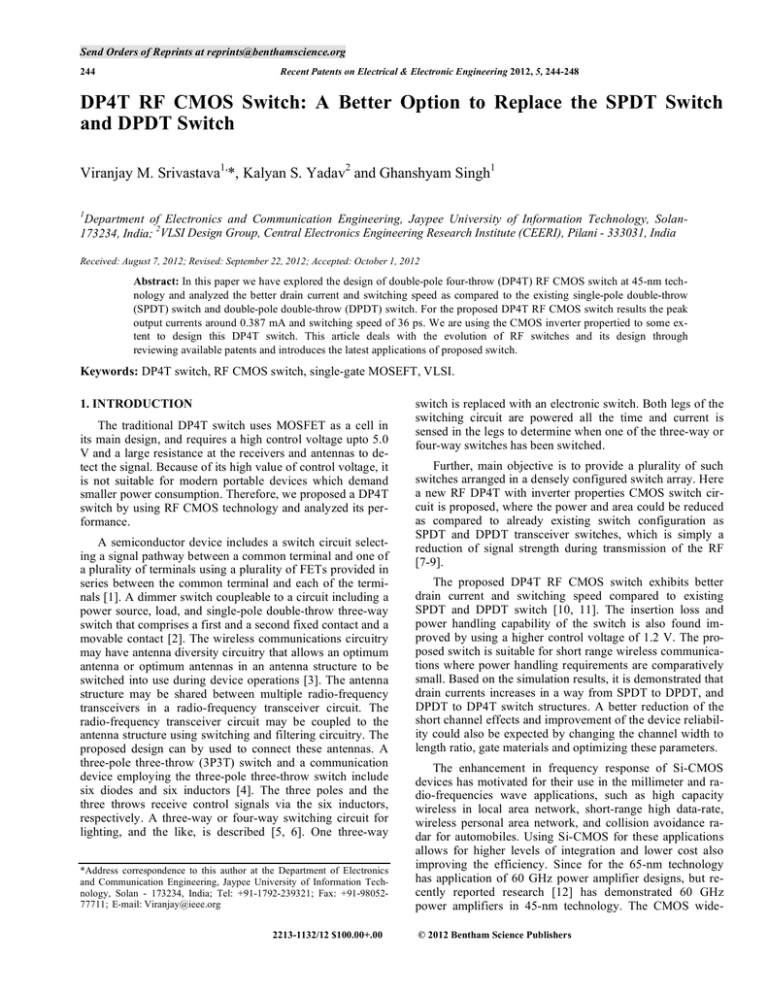 DP4T RF CMOS Switch: A Better Option to Replace the SPDT
