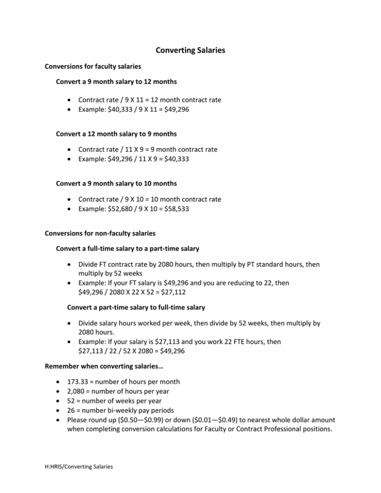 Converting Salaries Converting Salaries