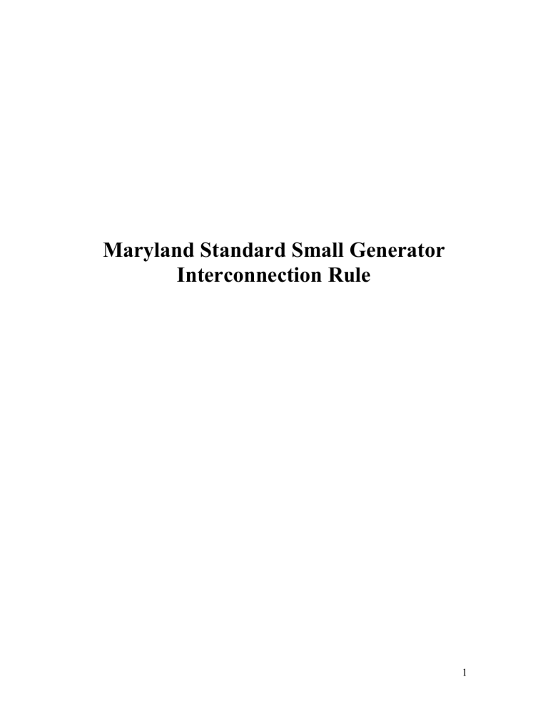 Maryland Standard Small Generator Interconnection Rule