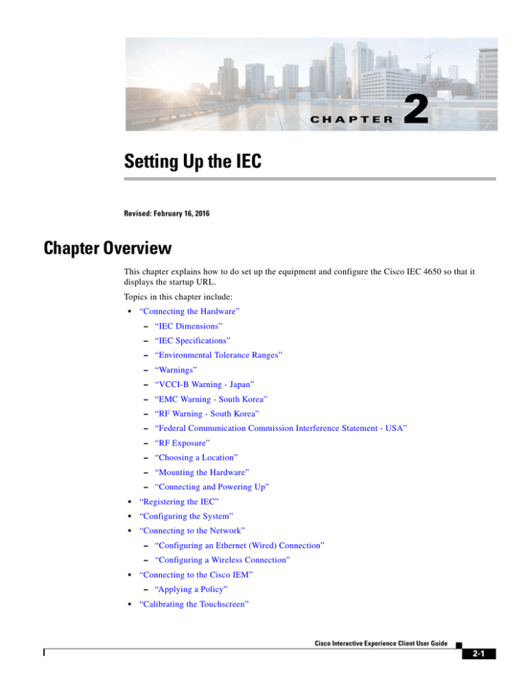 Setting Up the IEC